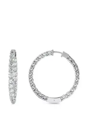 DIAMOND ESSENTIALS Laboratory-grown Diamond Hoop Earrings In 14k White Gold - Silver