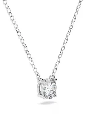 DIAMOND ESSENTIALS 14kt White Gold Solitaire Diamond Pendant Necklace