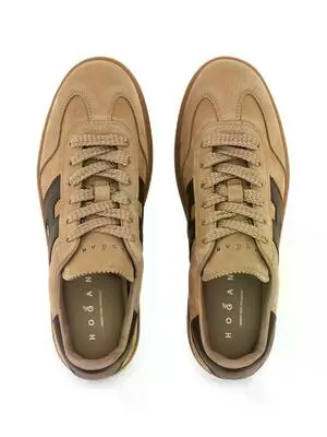Hogan H" Logo Nubuck Platform Sneakers - Neutrals