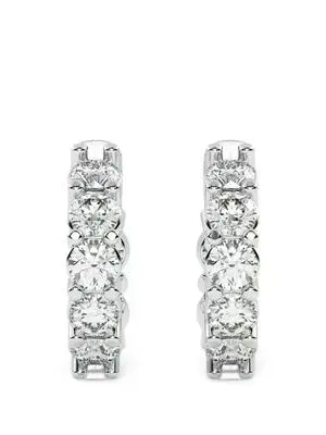 Diamond Essentials 14k White Gold Diamond Hoop Earrings - Silver
