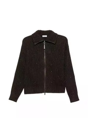 Brunello Cucinelli Sequin-embellished Ribbed Cardigan