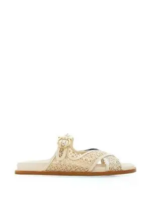 FERRAGAMO Gancini Buckle Crossover Slides