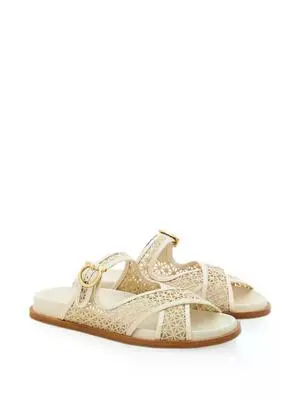 FERRAGAMO Gancini Buckle Crossover Slides
