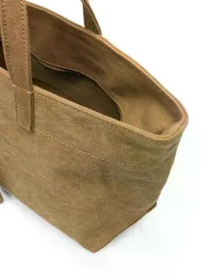A.p.c. Canvas Tote Bag With Logo Embroidery And Cardholder - Neutrals