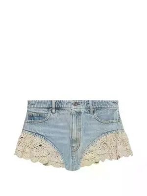 FRAME Crochet Trim Denim Shorts