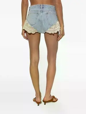 FRAME Crochet Trim Denim Shorts