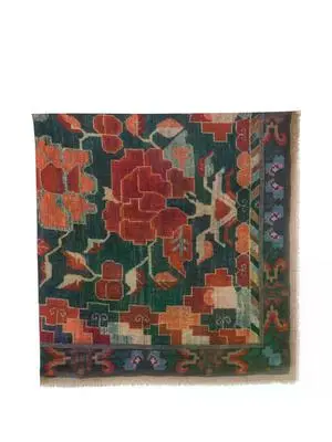 PIERRE-LOUIS MASCIA Floral-print Frayed Scarf - Blue