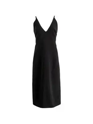 Magda Butrym V-neck Midi Dress With Criss-cross Straps - Black