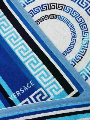Versace Striped Cotton-terry Jacquard Bath Towel