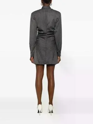 DONDUP Pinstripe Ruched Mini Dress
