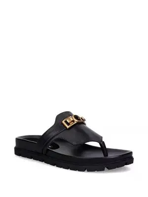 Guess Farron Leather Logo Plaque Sandals
