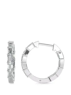 DIAMOND ESSENTIALS Emerald-cut Pavé Diamond Hoop Earrings