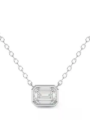 DIAMOND ESSENTIALS Emerald-cut Diamond Bezel-set Necklace In White Gold - Silver