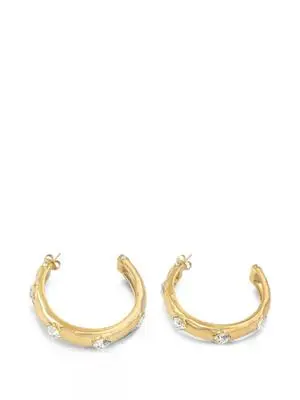 Guess Mamounia Crystal-embellished Hammered Hoop Earrings - Gold