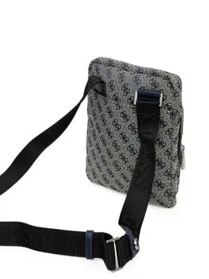 Guess Monogram Print Logo Plaque Messenger Bag