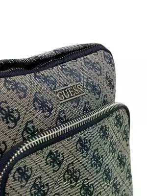 Guess Monogram Print Logo Plaque Messenger Bag