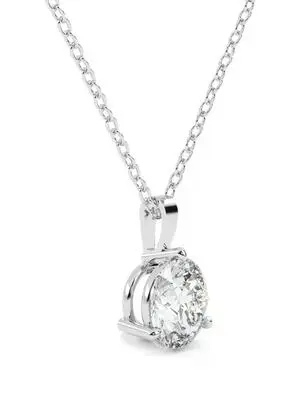DIAMOND ESSENTIALS 14k White Gold Solitaire Diamond Necklace - Silver