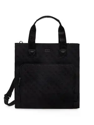 Guess Monogram Logo-jacquard Tote Bag - Black