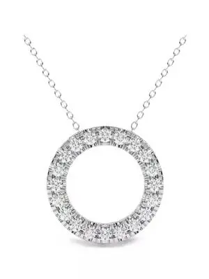 DIAMOND ESSENTIALS 14k White Gold Pavé-set Diamond Circle Pendant Necklace - Silver
