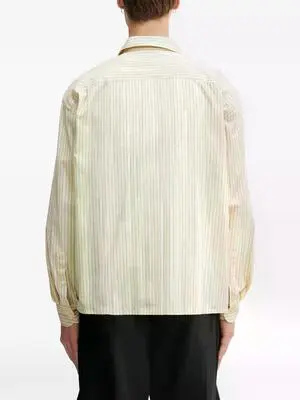 Filling Pieces Striped Embroidered-logo Shirt