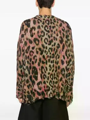 R13 Leopard Print Distressed Cardigan
