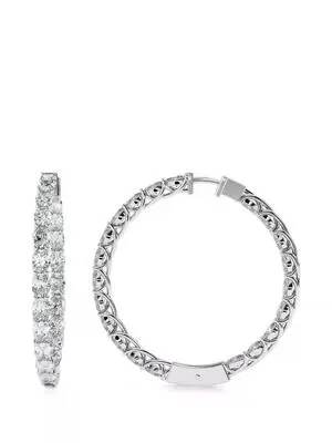 Diamond Essentials Lab-grown Diamond Oval-cut Hoop Earrings In 14k White Gold - Silver