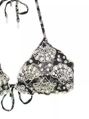 TWINSET Toile De Jouy Broderie Anglaise Halterneck Bikini Top