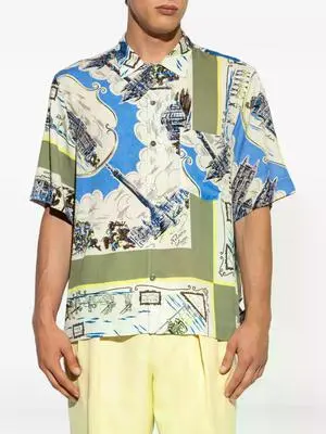 Paul Smith London Scarf Graphic-print Short-sleeved Shirt - Neutrals