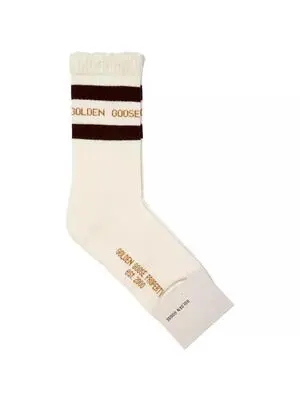GOLDEN GOOSE Distressed Cotton Socks With Stripe Print