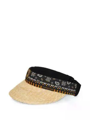 FERRAGAMO Arabesque Print Straw Visor