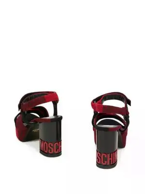 Moschino Checked Crossover Strap Platform Sandals
