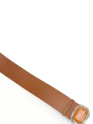 Alberta Ferretti Embellished Buckle Leather Belt