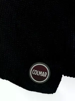 COLMAR Ribbed-knit Logo-patch Scarf - Black