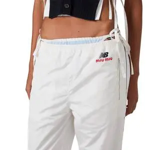 Miu Miu Technical Poplin Joggers With Embroidered Logo