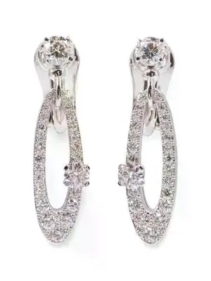 BVLGARI 18k White Gold Pavé-set Diamond Clip-on Earrings - Silver