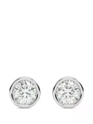 DIAMOND ESSENTIALS 14kt White Gold Round-cut Diamond Stud Earrings - Silver