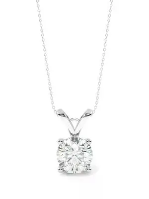 DIAMOND ESSENTIALS 0.50 Carat Round Cut Solitaire Diamond Pendant Necklace In 14k White Gold - Silver