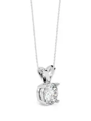 DIAMOND ESSENTIALS 0.50 Carat Round Cut Solitaire Diamond Pendant Necklace In 14k White Gold