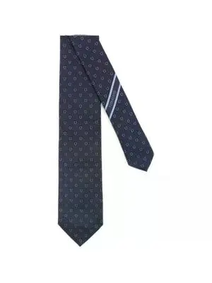 FERRAGAMO Gancini Jacquard Silk Tie - Blue