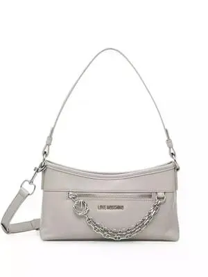 Moschino Logo Lettering Chain Detail Shoulder Bag - Grey
