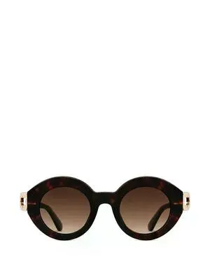 Furla Tortoiseshell Effect Round Frame Sunglasses - Brown