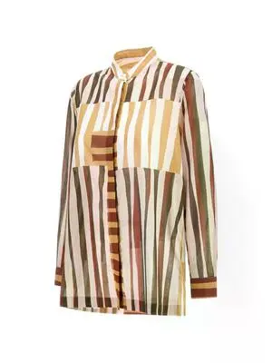 Herno Striped Mandarin Collar Shirt