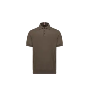Moncler Moncler Logo Cotton Knit Polo Brown