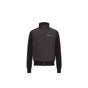 Moncler Wool & Cashmere Padded Zip-up Cardigan - Black