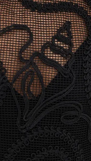 GANNI Embroidered Net Boxy Mini Dress