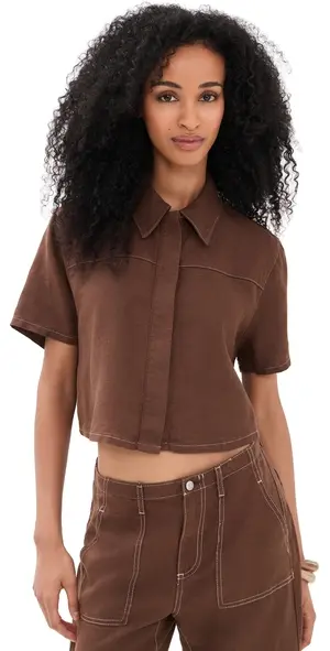 LE JEAN Linen Short Sleeve Swing Shirt