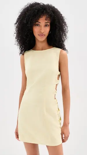 LE BOP Jane Linen Mini Dress - Honeydew