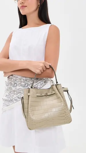 Tory Burch Romy Embossed Croc Bucket Bag