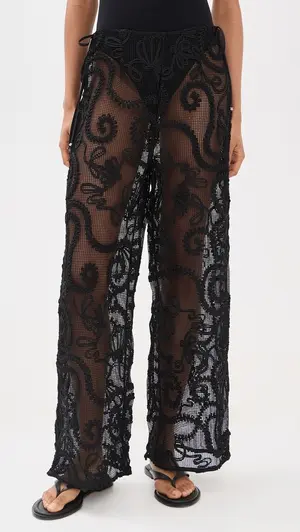 GANNI Embroidered Net Tie Trousers