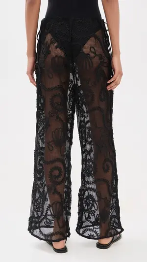 GANNI Embroidered Net Tie Trousers
